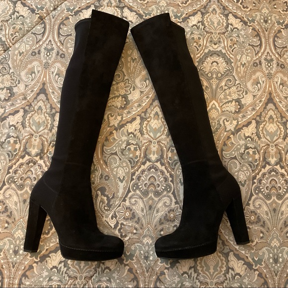 Stuart Weitzman | Shoes | New Stuart Weitzman Over The Knee Platform Black Suede Boots Womens Sz ...